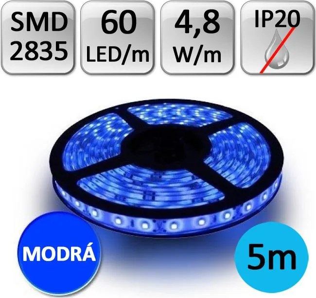 LED21 LED pásek 5m 4,8W/m 60ks/m 3528 MODRÝ