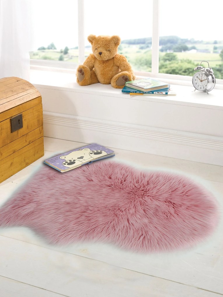 Flair Rugs koberce Kusový koberec Faux Fur Sheepskin Pink - 80x150 cm