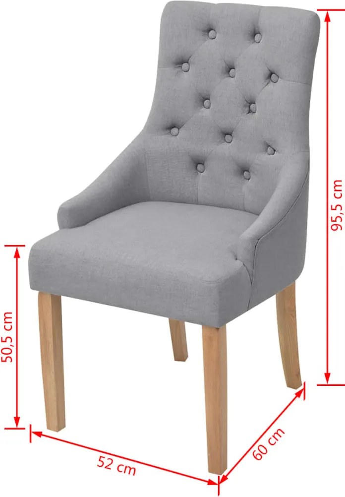 Jídelní židle 6 ks světle šedé textil 274422