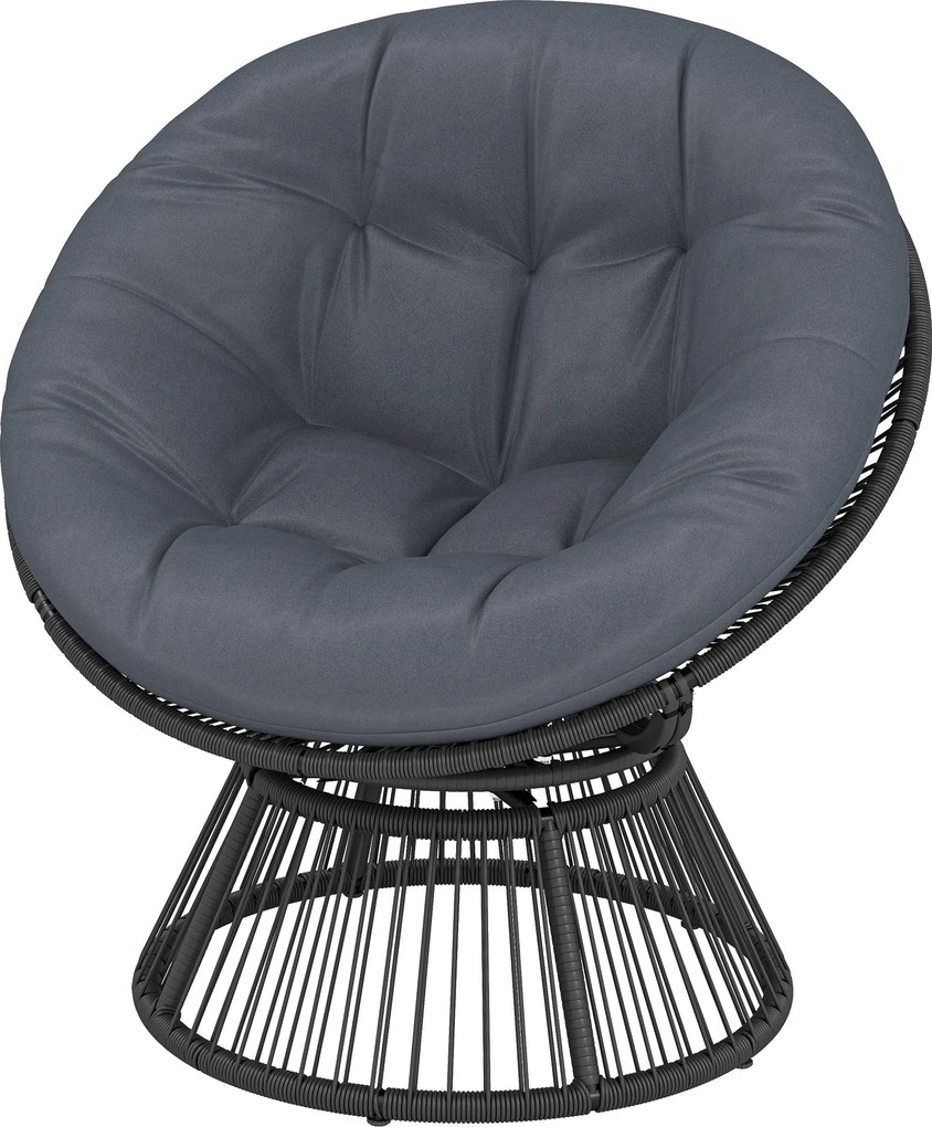 Outsunny otočné papasan křeslo Ø110 cm — nadrozměrný polštář, PE ratan, ocelový rám | Aosom