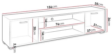 TV stolek GIMREN 36x156 cm bílá