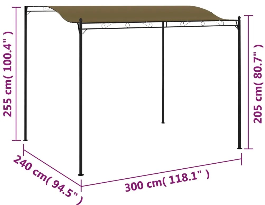 vidaXL Marketos Stínící markýza 3 x 2,4 m taupe 180 g/m²