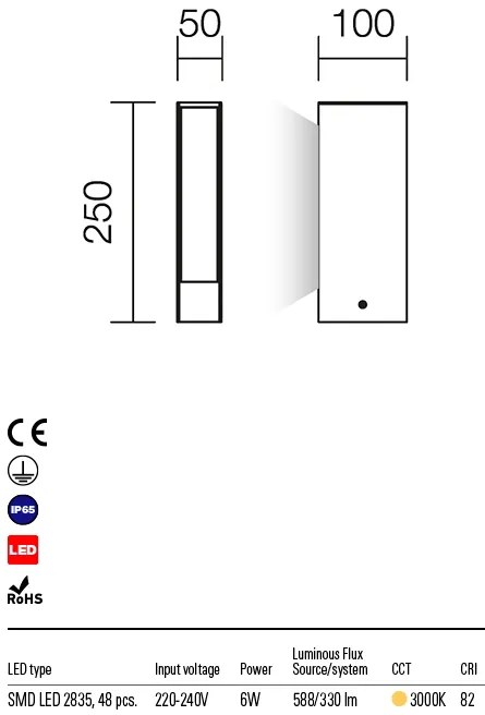 Redo Venkovní sloupkové svítidlo TWIN v:250mm Barva: Antracit