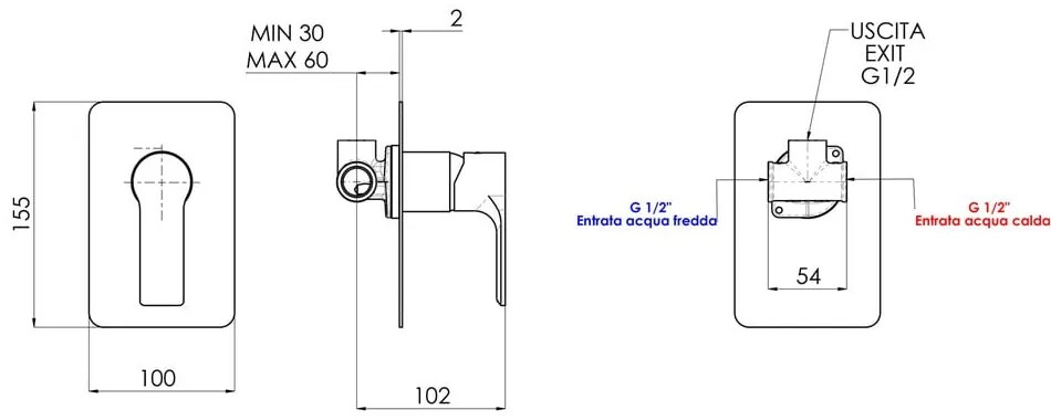 Matně černá podomítková sprchová baterie (1 výstup) Pax – Sapho