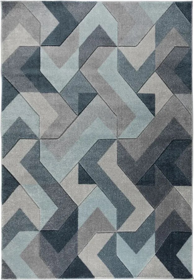Kusový koberec Hand Carved Aurora Denim Blue, 120x170, modrá, kancelária, Flair Rugs