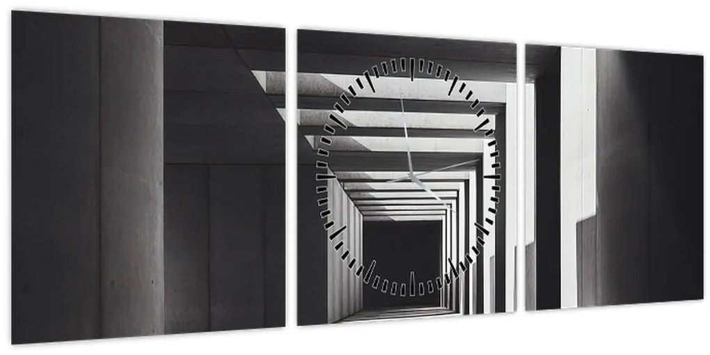 Obraz - Čtvercový tunel (s hodinami) (90x30 cm)