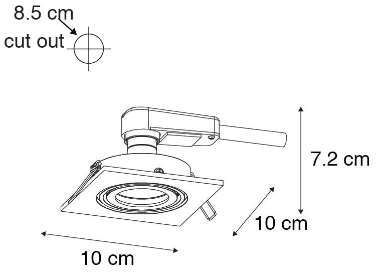 Sada 6 moderních zapuštěných bodových svítidel černá nastavitelná - Club