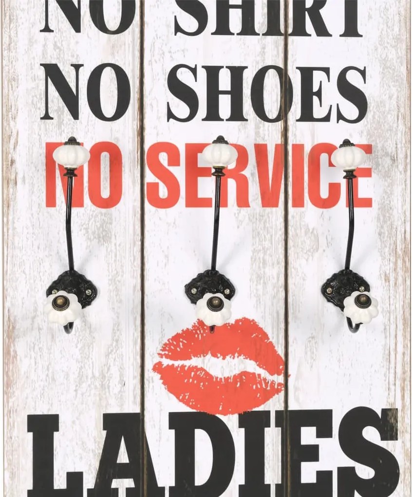 Nástěnný věšák na kabáty MEN LADIES s 6 háčky 120 x 40 cm 245852