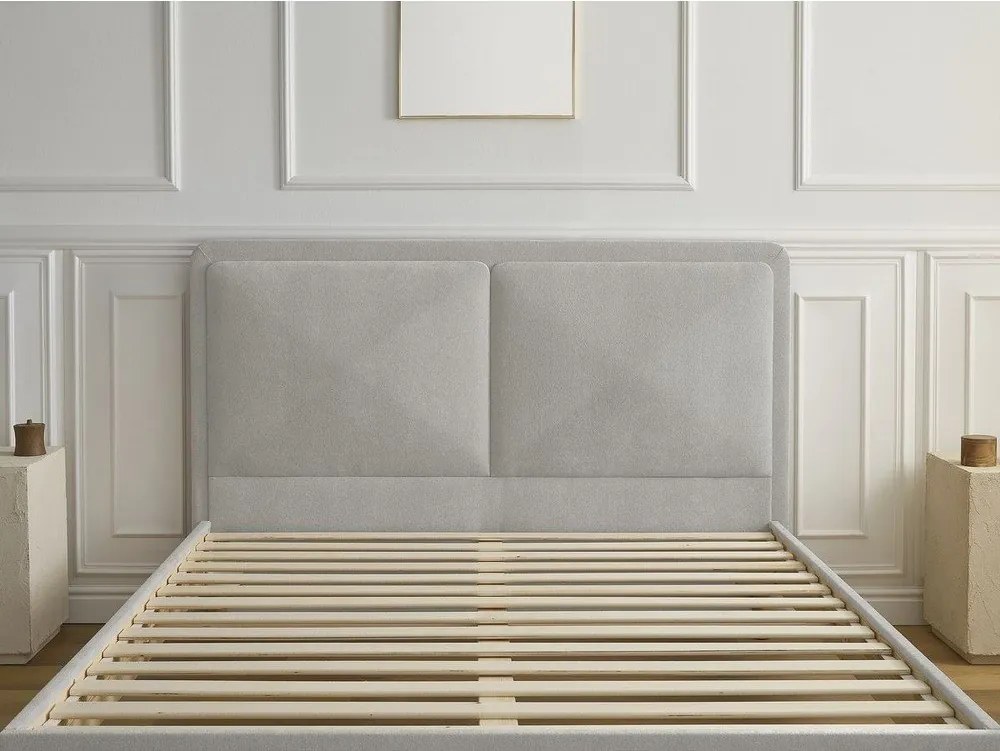 Šedá čalouněná čalouněná dvoulůžková postel s roštem 140x190 cm Mara – Bobochic Paris