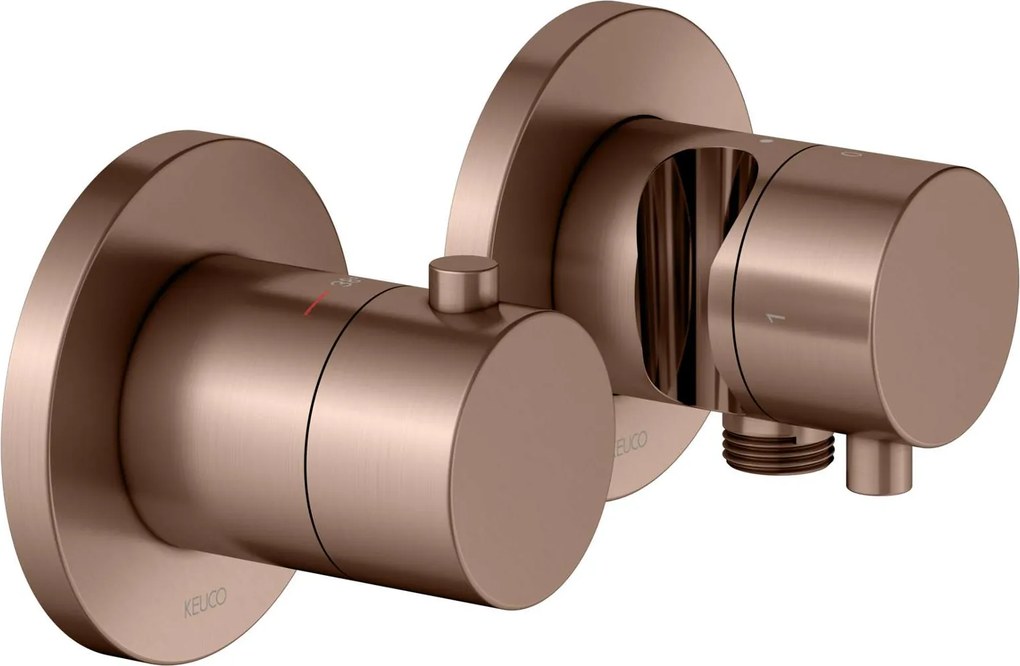 Keuco Edition 400 - Termostatická baterie pod omítku, pro 2 spotřebiče, kartáčované růžové zlato 51553291221