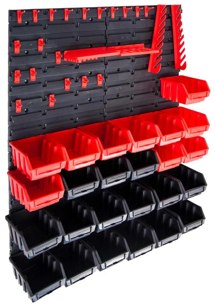 29dílný set skladovacích zásobníků nástěnné panely červenočerný