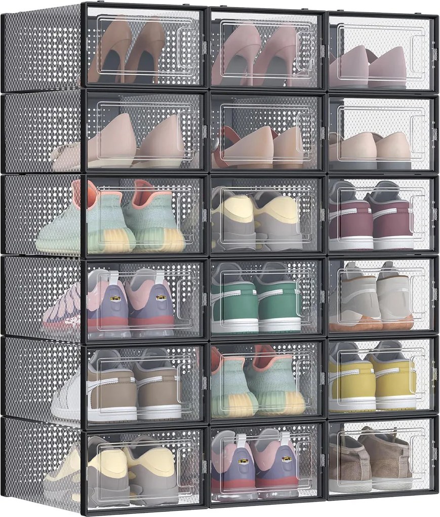 Organizér na boty MARI, 18boxů, průsvitná/černá SongmicsHome