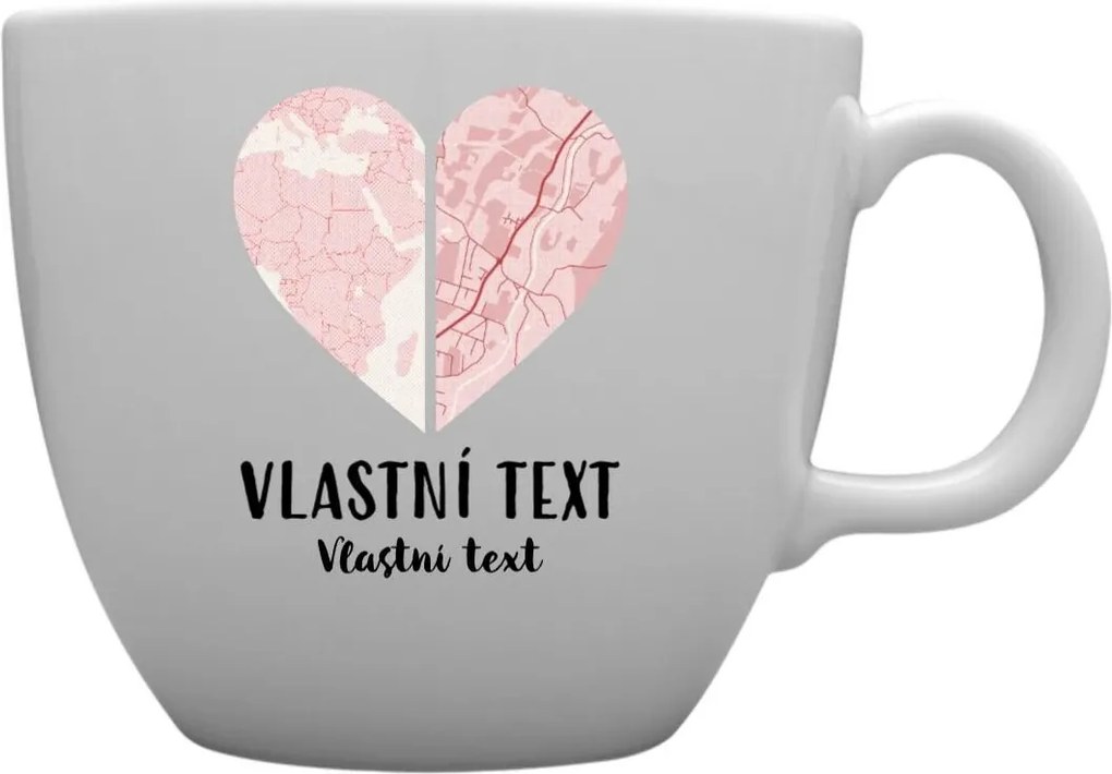 Personalizovaný MEGA XXL keramický hrnek 1 000 ml - Dvě místa, jedno srdce