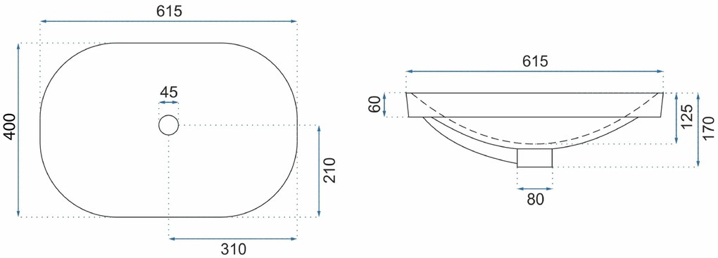 Rea Arleta umyvadlo, 59 x 41 cm, bílá, REA-U8700