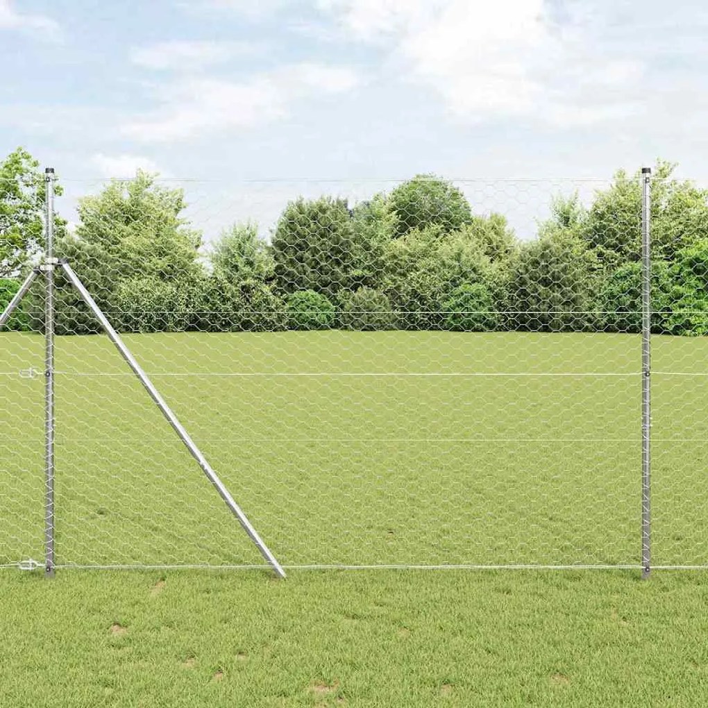 Hexagonální kotvení plotu 25 x 1,5 m Pozinkovaná ocel Stříbrná 3352969