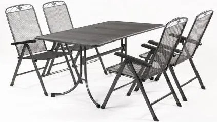 Garland MWH Basanis 4+ sestava zahradního nábytku z tahokovu (4x polohovací křeslo Savoy 5-pos, 1x stůl Universal 145) - AKCE !