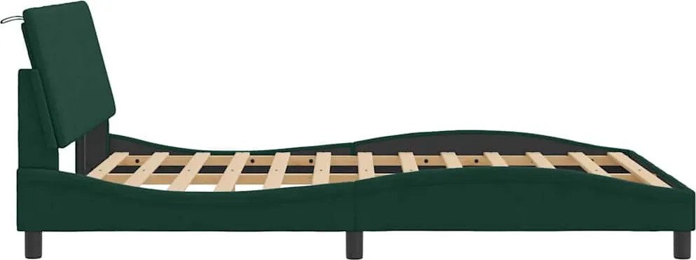 Rám postele bez matrace Hanko tmavě zelená 140 x 190 cm samet 3207846