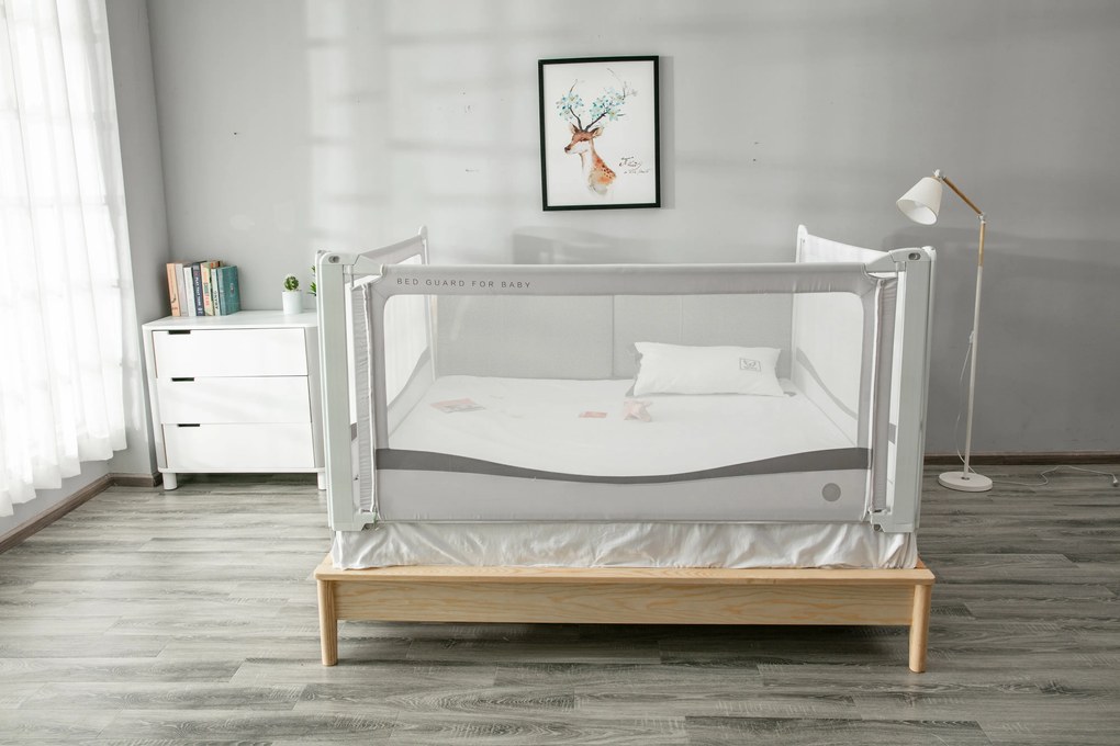 Zábrana na postel Monkey Mum® Premium - 160 cm - světle šedá