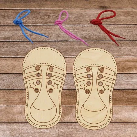 Montessori dětská dřevěná bota na učení šněrování | SENTOP H010