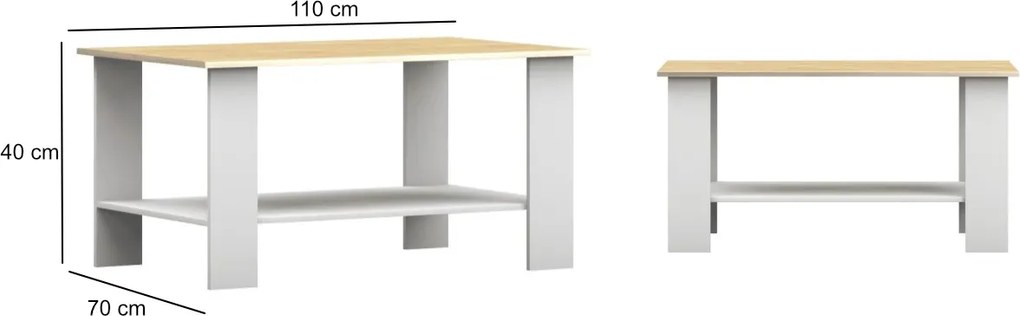 IDZ Konferenční stolek AGAWA 17, 110 cm Dub Hikora/Bílá