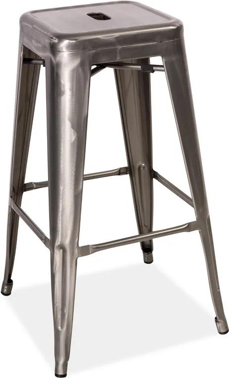 Casarredo Barová kovová židle LONG ocel kartáčovaná