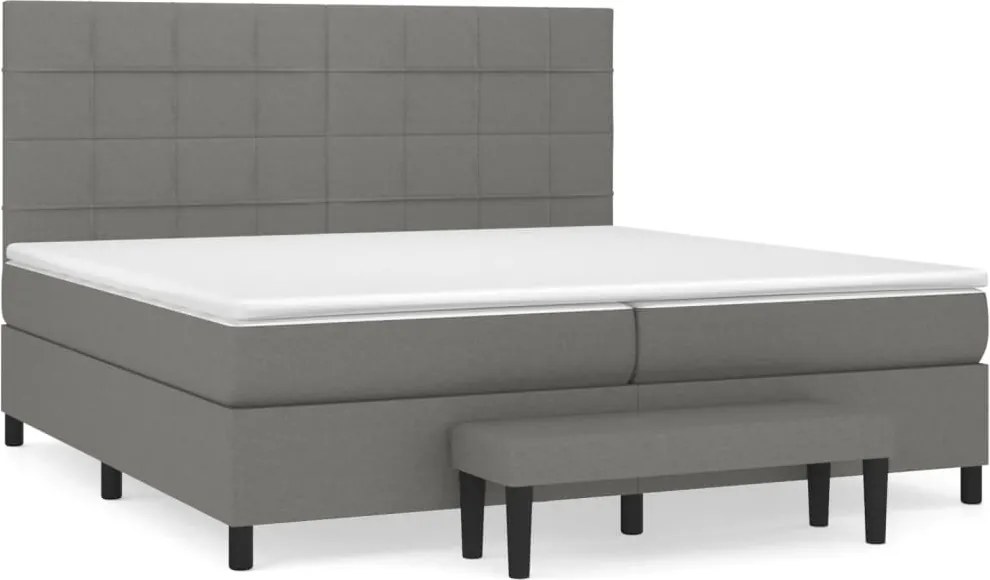 Box spring postel s matrací tmavě šedá 200x200 cm textil 3136622