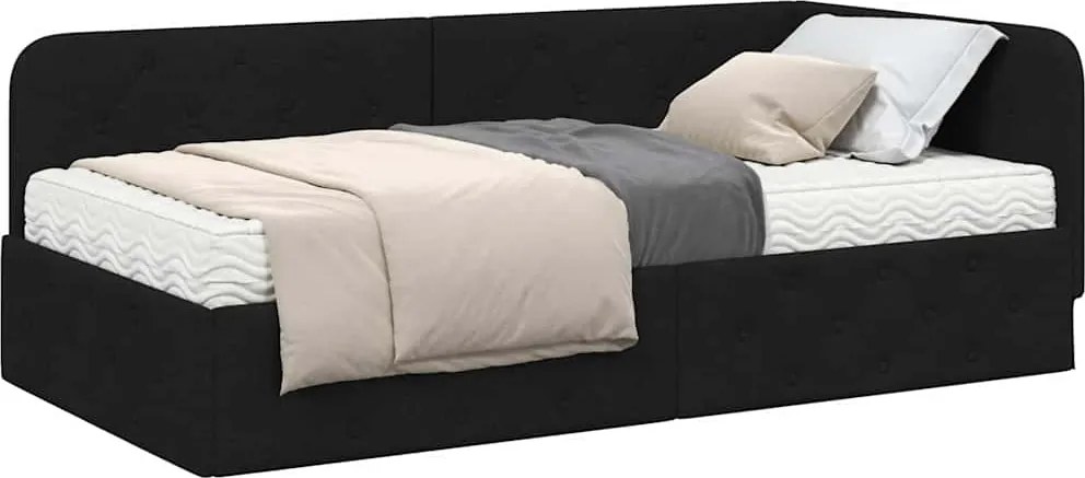 Rohový rám postele Černý 100 x 200 cm textil 3394055