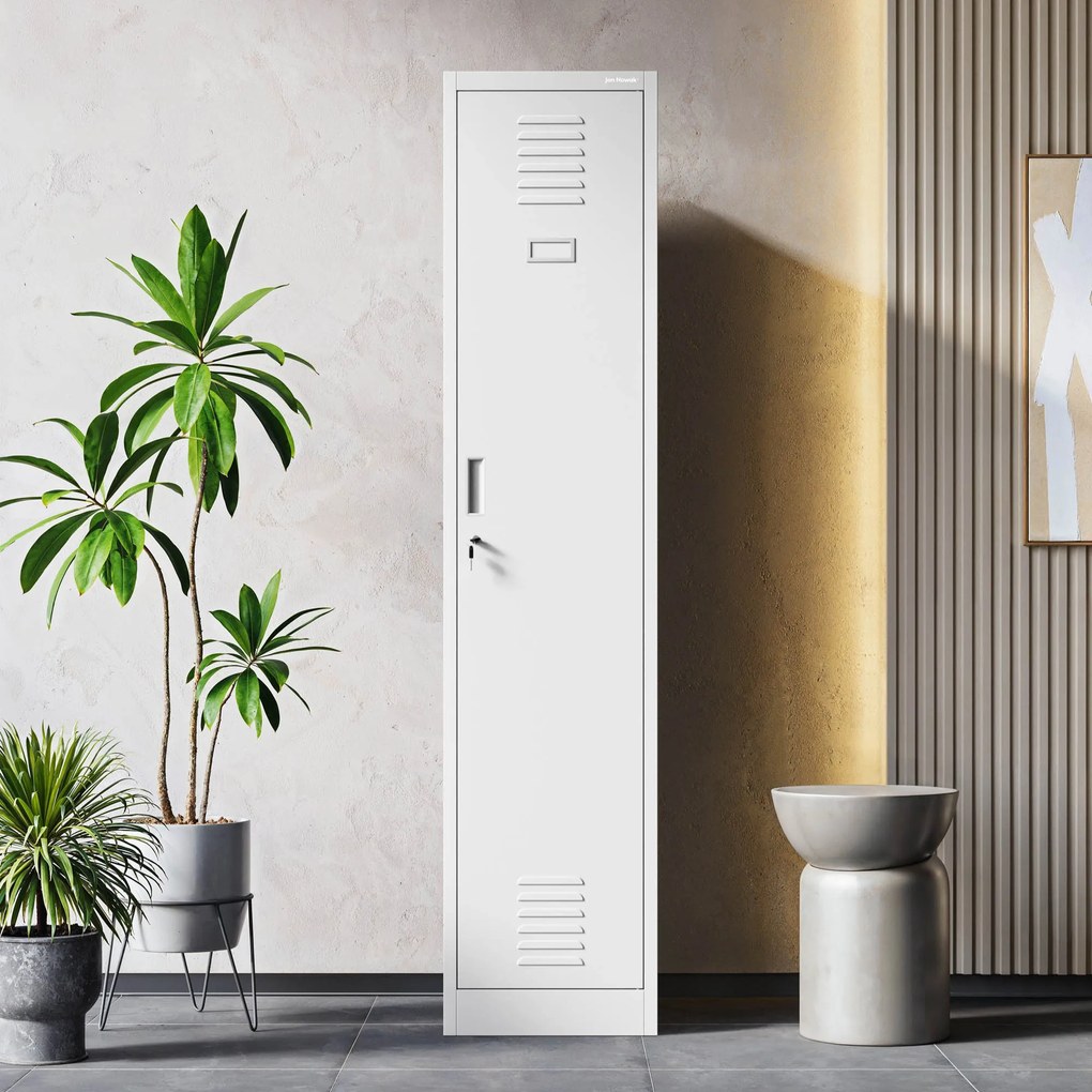 Dvoukomorová šatní skříň pro zaměstnance šedá, 400x1800x500 mm: KACPER 1 Plus
