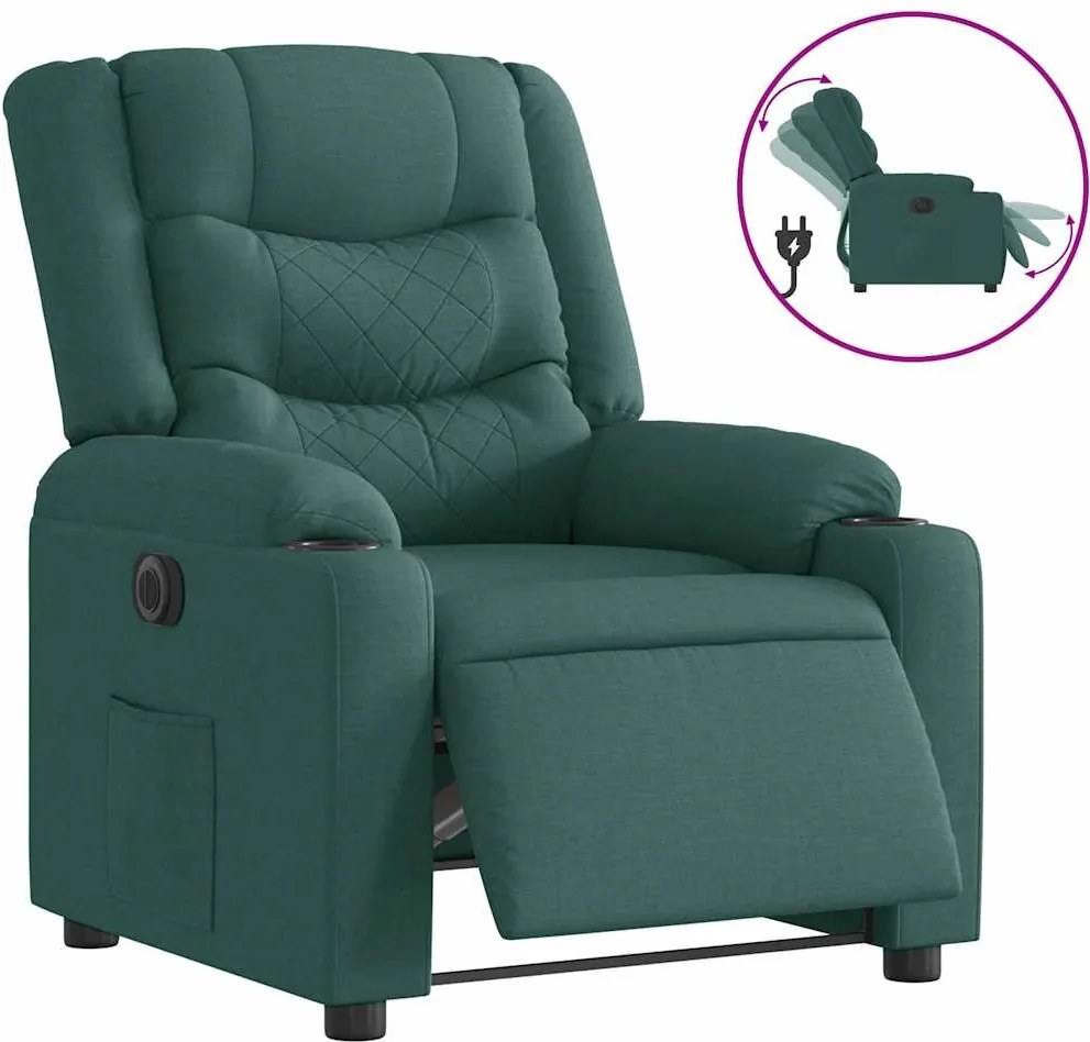 Elektrické polohovací křeslo tmavě zelené textil 3310250