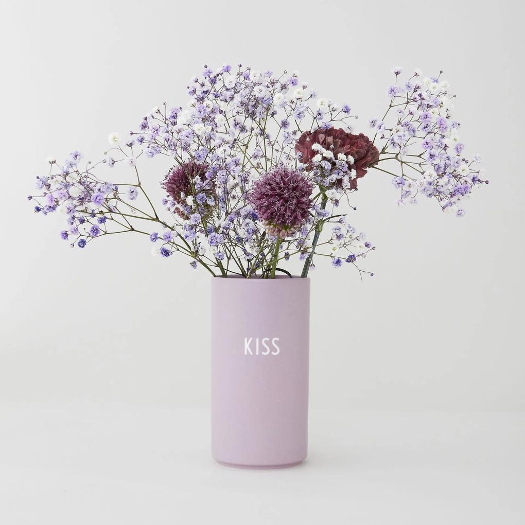 DESIGN LETTERS Porcelánová váza Favourite Kiss 11 cm, fialová barva, porcelán