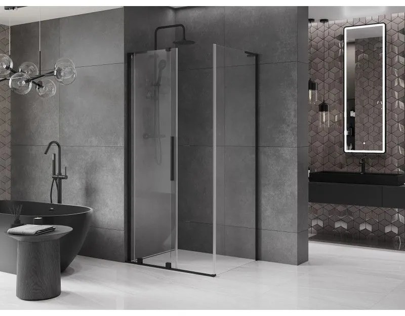 Mexen Velar L, sprchový kout s posuvnými dveřmi 110 x 120 cm, 8mm čiré sklo, černá matná, 871-110-120-03-70