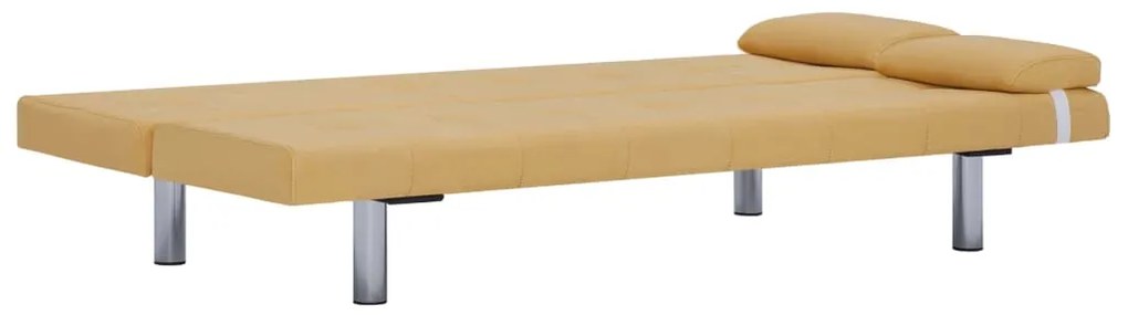 vidaXL 282190 Marketos Sofa Bed with Two Pillows Yellow Polyester