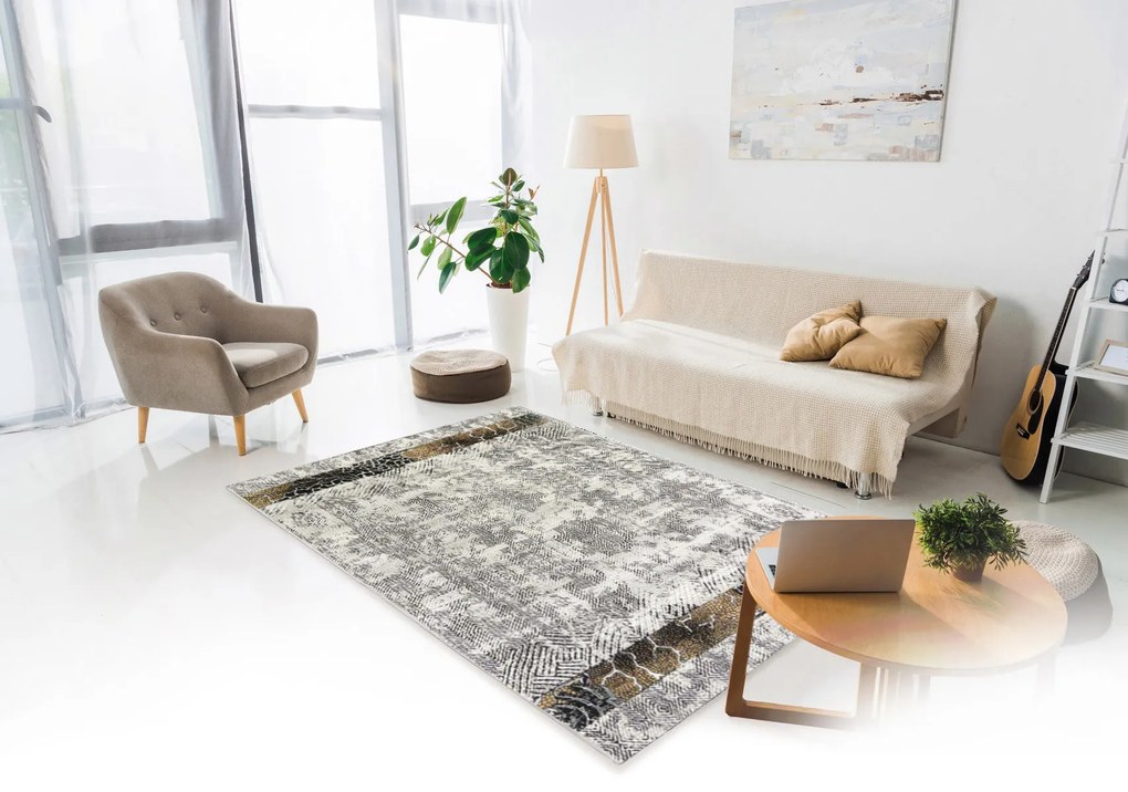 Oriental Weavers, Kusový koberec Zoya 597 X – na ven i na doma, 160x235, šedá, chodba / předsíň