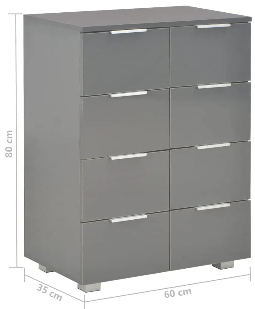vidaXL Příborník šedý s vysokým leskem 60 x 35 x 80 cm dřevotříska