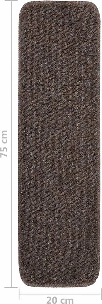 Nášlapy na schody 15 ks 75 x 20 cm hnědé protiskluzové 340401