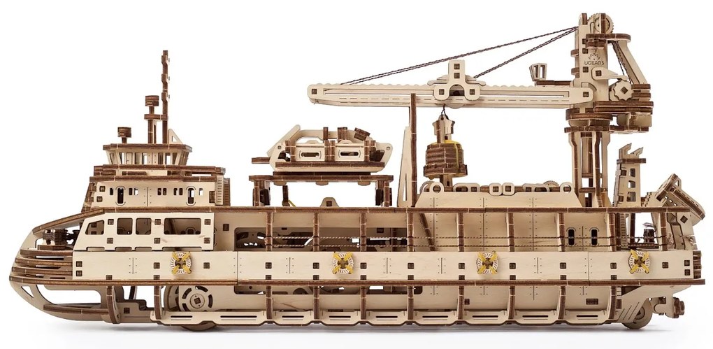 Ugears 3D dřevěné mechanické puzzle Výzkumná loď