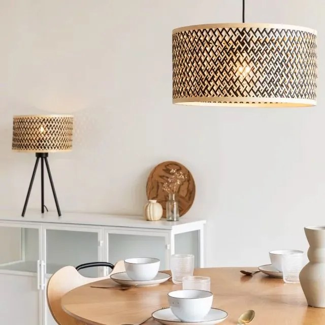 Toolight Natural, závěsné stropní svítidlo 1xE27 APP1543-1CP, přírodní hnědá, OSW-01800