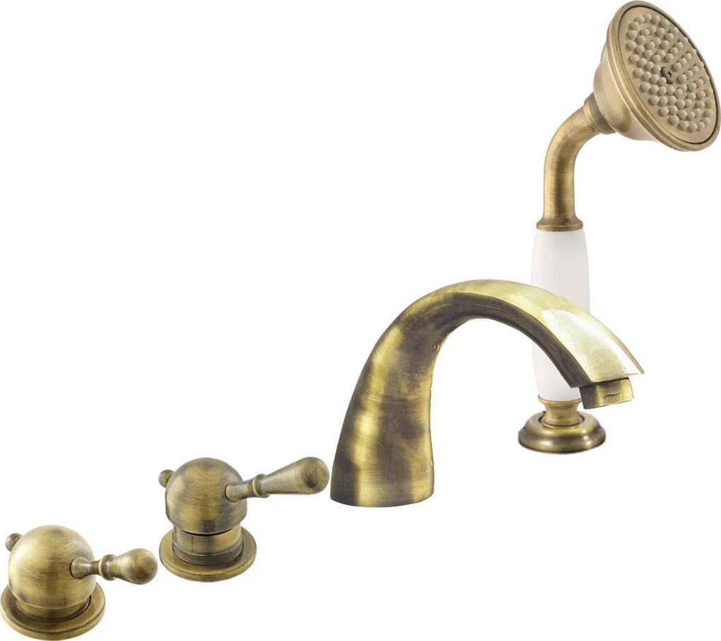 Slezák Rav Labe Retro - Vanová baterie 4-otvorová, Stará mosaz L469.0PSM - 3,8"