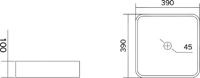 Mexen Nira, skleněné umyvadlo na desku 39 × 39 cm, čirá, 24203900