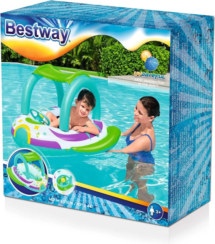 Plážový plavecký ponton se střechou Bestway 34149 107 x 112 cm pro relaxaci a zábavu na vodě