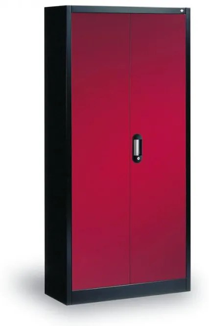 b2b partner Ocelová skříň s plechovými křídlovými dveřmi, 1950x1200x400 mm, červená (285029)