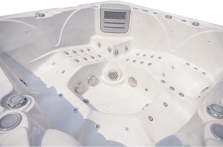 Relax na MAX Venkovní vířivka MaxSpa pro 5 osob, 79 trysek, 230 × 230 cm Barva: mramorově-bílá, Barva bočnice: šedá