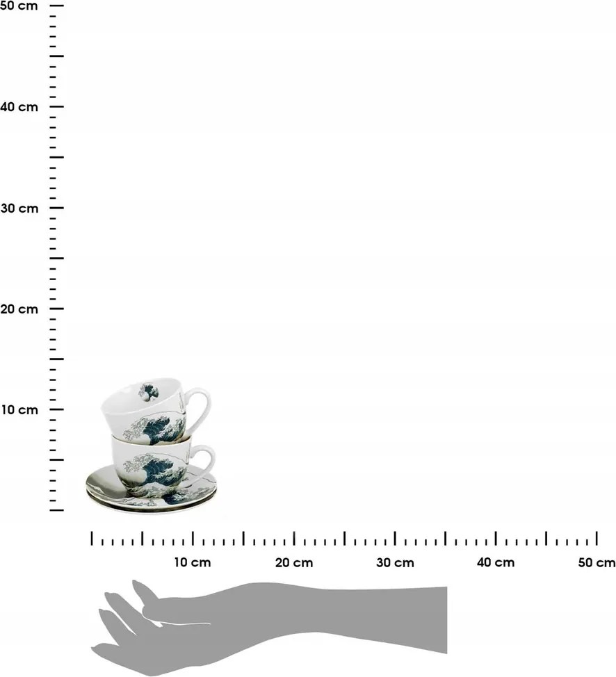 Sada 2 ks šálků s podšálkem Hokusai The Great Wave 90 ml vícebarevná