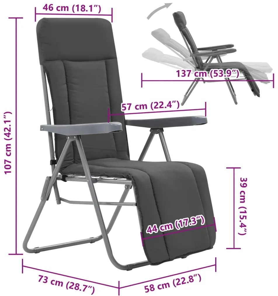 vidaXL Marketos Skládací zahradní židle s poduškami 2 ks šedé
