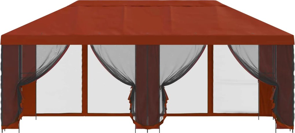 Zahradní altán se stěnami 6 x 3 m Cihlová Polyester a ocel 3376022