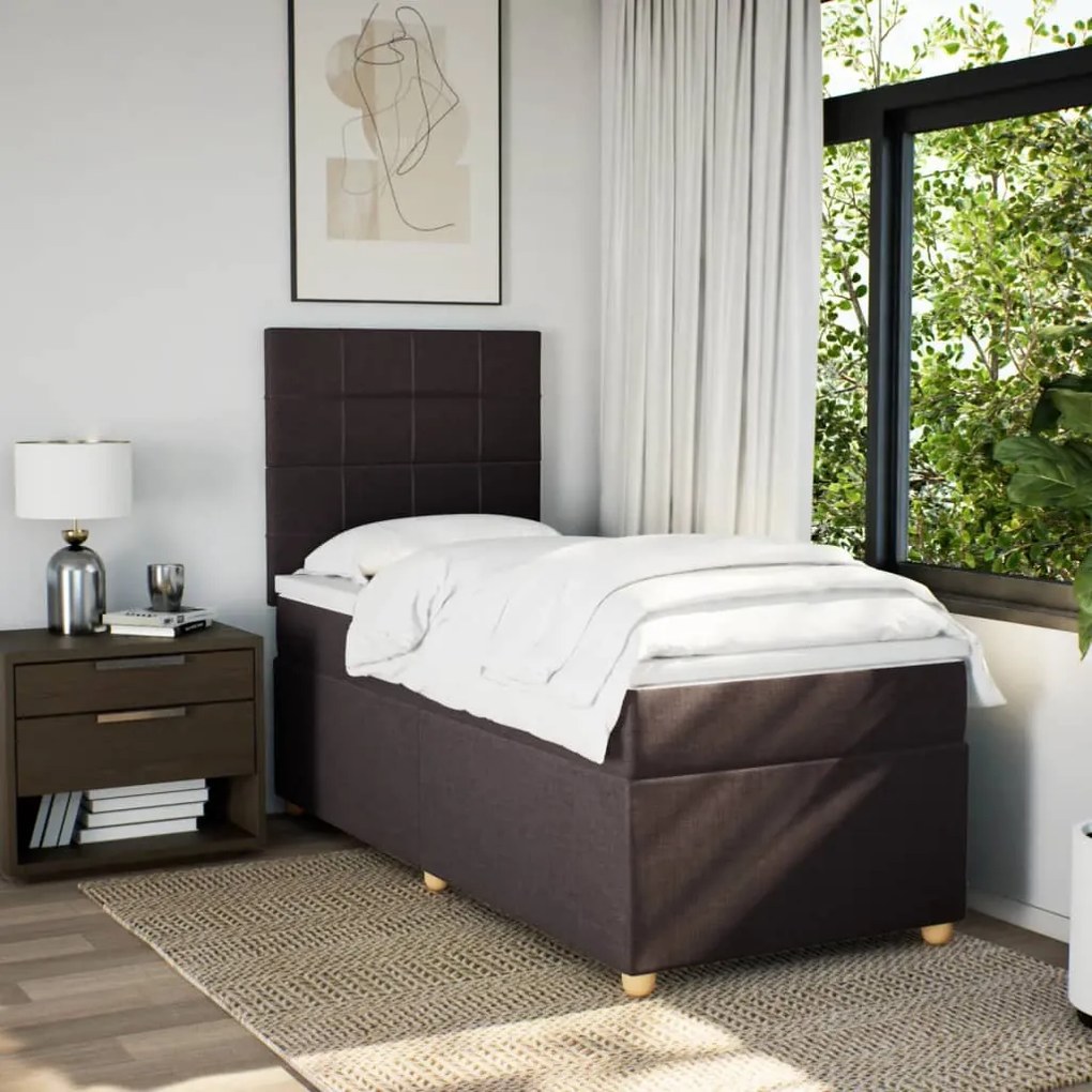 Box spring postel s matrací tmavě hnědá 90x190 cm textil 3291138