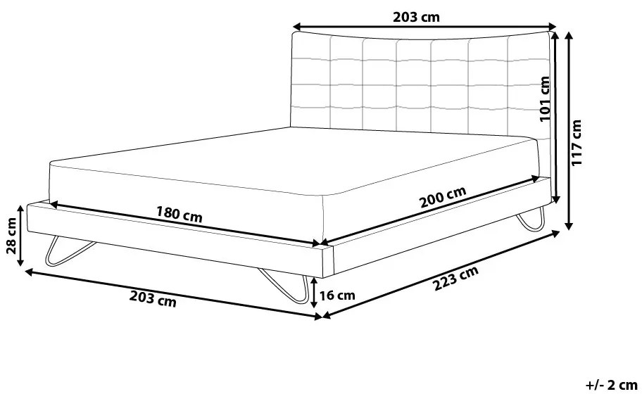 Postel 180x200cm se šedým sametovým čalouněním LANNION Beliani