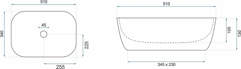 Rea Claudia umyvadlo, 51 x 34 cm, bílá, REA-U6644