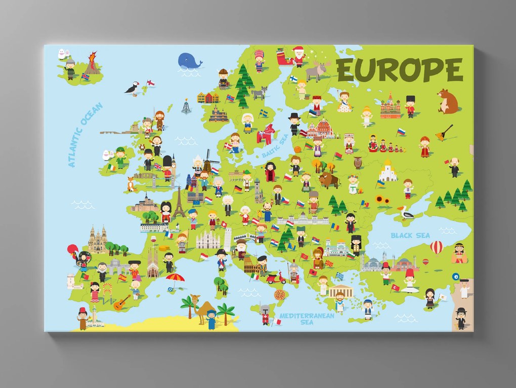 Dětský obraz mapa evropy Rozměr: 60 x 40 cm