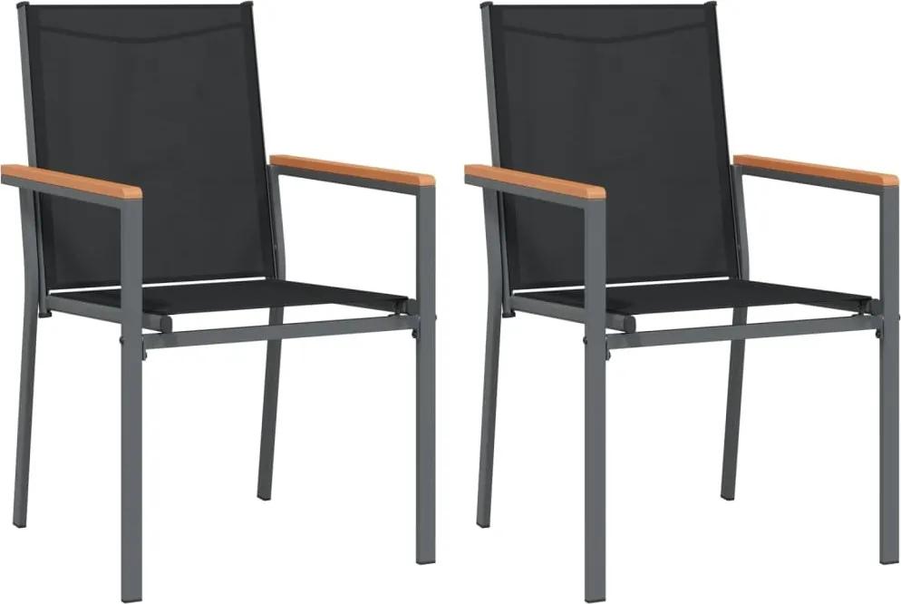 vidaXL Zahradní židle 2 ks černé 55 x 61,5 x 90 cm textilen a ocel [364099]